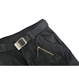 Leward Men's Wild Cotton Casual Military Army Cargo Camo Combat Work Cargo Hiking Pants with 8 Pocket (Black 1, 34)