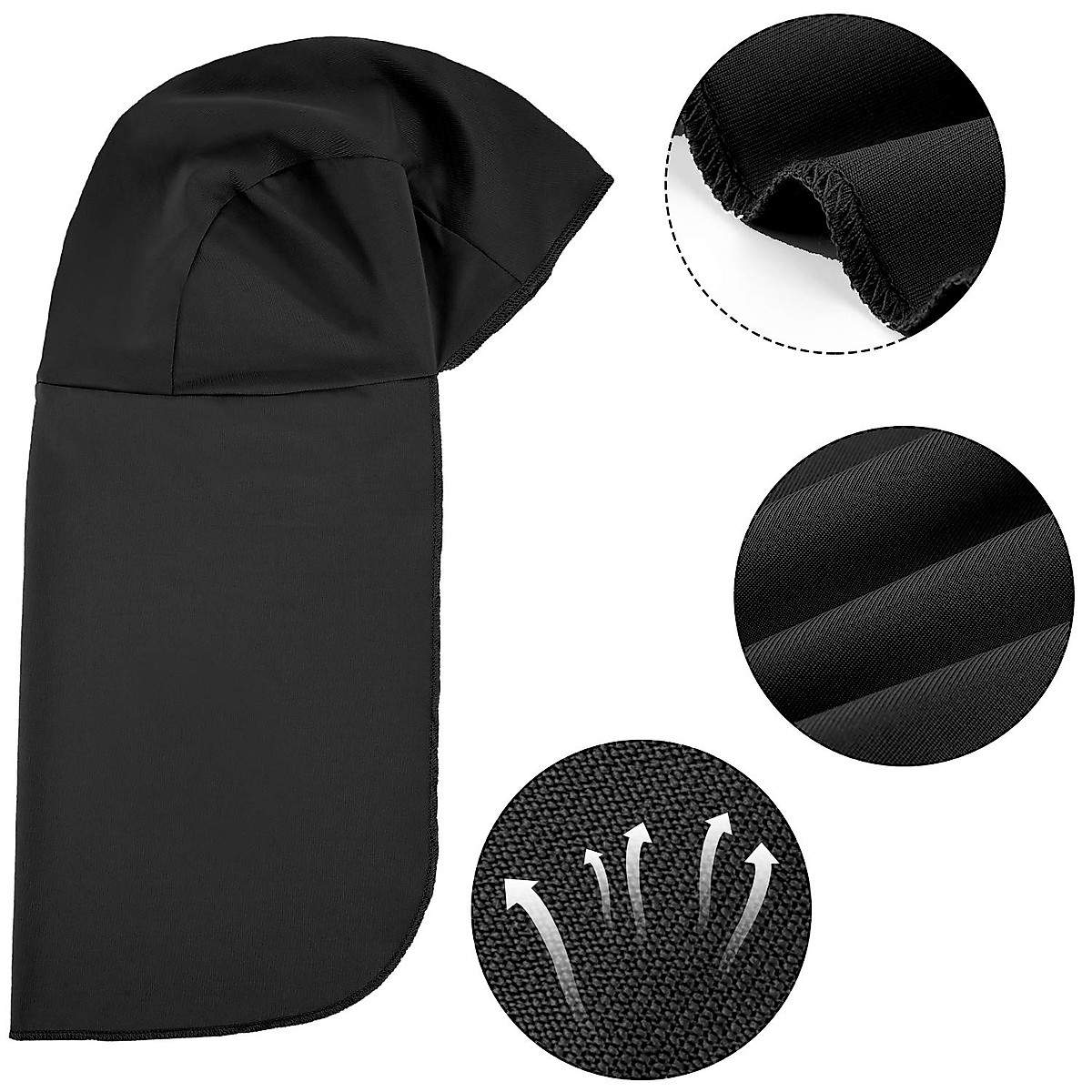 2 Packs Cooling Skull Cap Elastic Sun Shade Hat Neck (Black)
