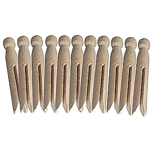 Round Wooden Clothespins with Spring, 4.3-inches Length, Set of 12 for Outdoor Clothesline Home Kitchen Travel Office Decor Food Bag, Craft, Model Making and Painting.