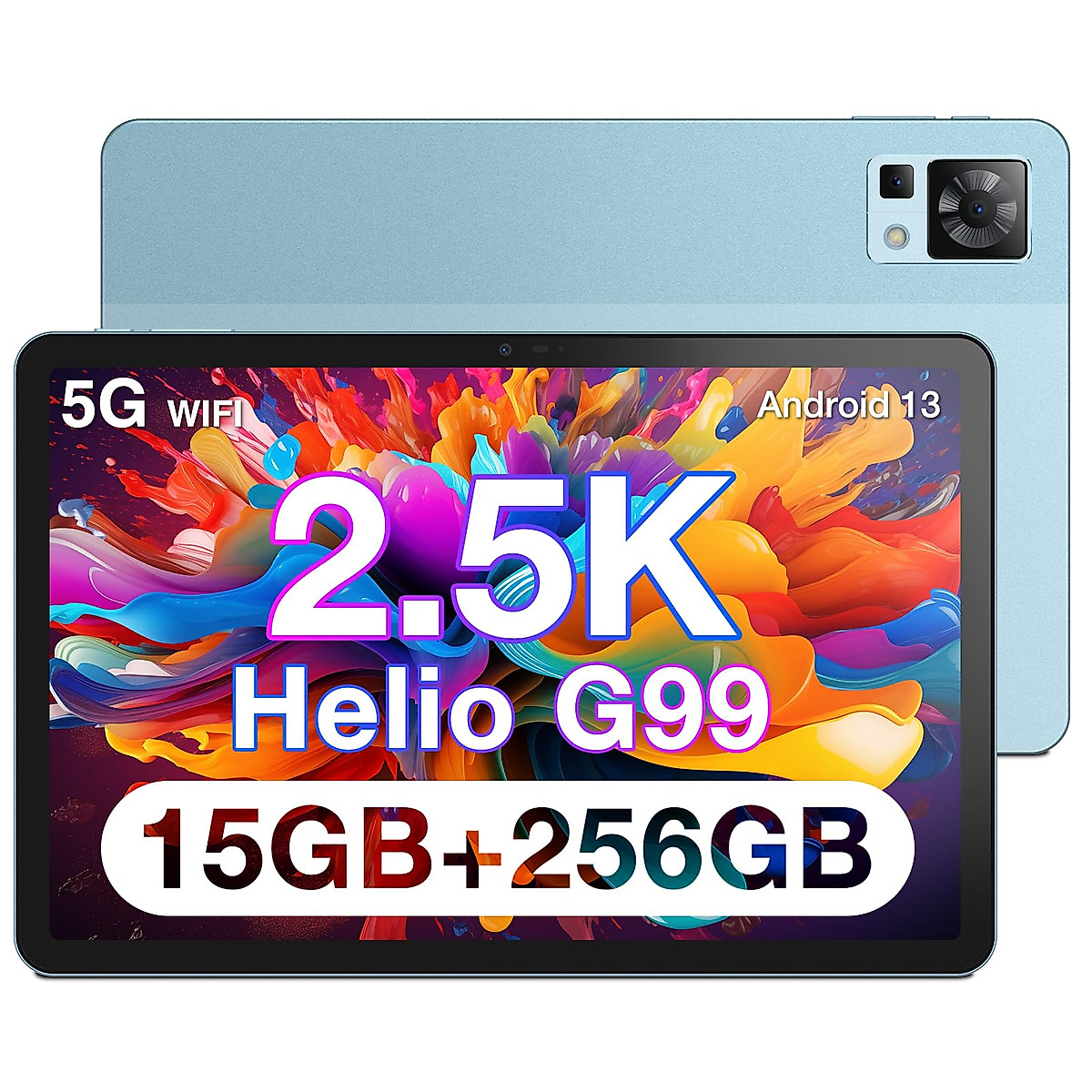 DOOGEE T30 PRO Tablet,11'' 2.5K Android 13 Tablets, 15GB+256GB Octa-Core Gaming Tablet, 8580mAh, Hi-Res Quad Speakers, 20MP Camera, Helio G99, TÜV Low Bluelight, Split Screen - Bluetooth & Wi-Fi-Blue