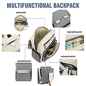 Cinkerr Diaper Bag Backpack for Mom, Large Backpack for Baby Boys/Girls, Portable Travel Mommy Bag with 3 Insulated Pockets, Baby Shower Gifts, Baby Registry Search Essentials for New Dads/Moms