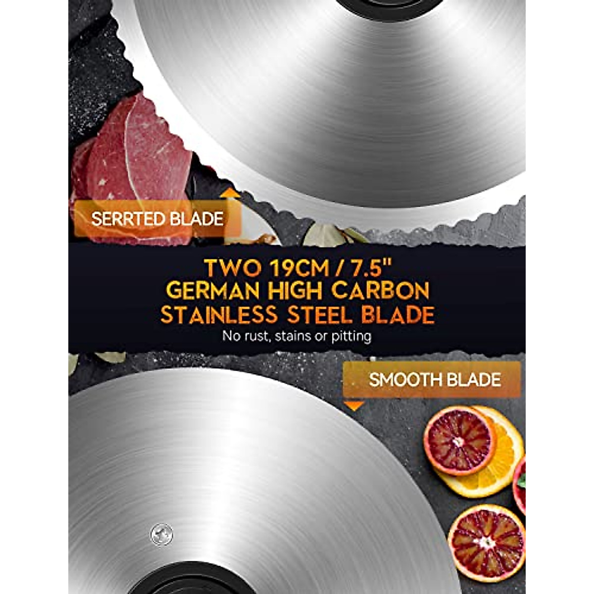 MIDONE Meat Slicer 200W Electric Deli Food Slicer with Two Removable 7.5’’ Stainless Steel Blade, Adjustable Thickness for Home Use, Child Lock Protection, Black