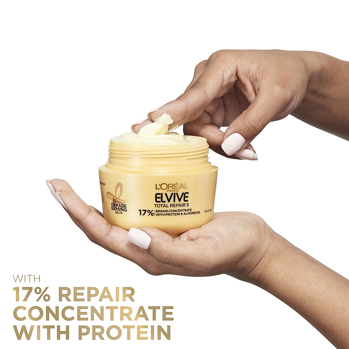 L’Oréal Paris Elvive Total Repair 5 Damage-Erasing Balm with Almond and Protein, 8.5 Ounce