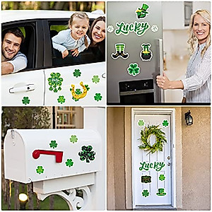 Faccito 24 Pcs St. Patrick's Day Garage Door Decoration Magnets Irish Party Garage Door Magnet Decals Green Shamrock Refrigerator Car Magnets Stickers for Holiday Party Supplies Home Decor