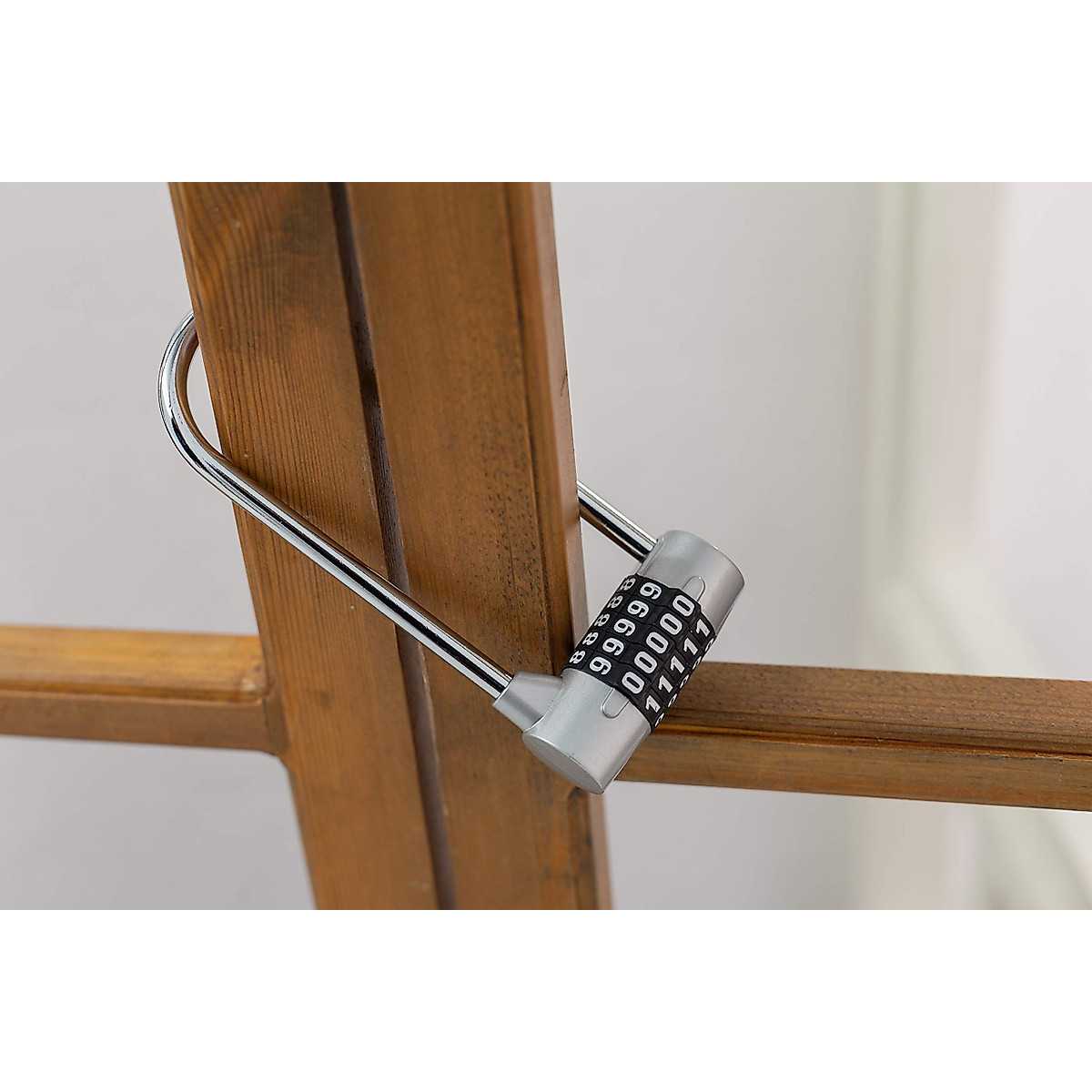 2.75" Wide 5 Position resettable U-Lock Padlock with 4.57" Long Shackle, Gym, Suitable for lockers. File cabinets, wardrobes, Fences, Sheds, Door Cabinet Locks, 1 Piece, Silver.