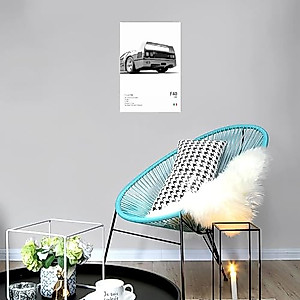 Car Poster Ferrari F40 Supercar Posters Racing Car Canvas Wall Art For Boy's Bedroom SuperCar Wall Decor Unframe-style 12x18inch(30x45cm)