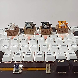 Mirai Past Cat Keycap Esc keycaps DIY Personality Custom Cartoon Anime Keycap Replacement Bottom Backlit Keycaps Gift for Mechanical Keyboard KeyCap OEM R4 Height (Transparent) (Grey), 3.5x3.5x2cm