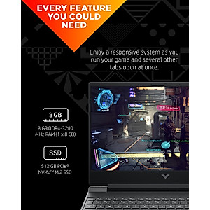 HP Victus 15-fb0020nr 15.6 Gaming Notebook - Full HD - 1920 x 1080 - AMD Ryzen 5 5600H Hexa-core [6 Core] - 8 GB Total RAM - 512 GB SSD - Mica Silver (Renewed)