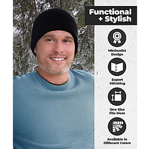 Cotton Cuffed Beanie - Men and Women - 100% Cotton - 10 Colors - Black