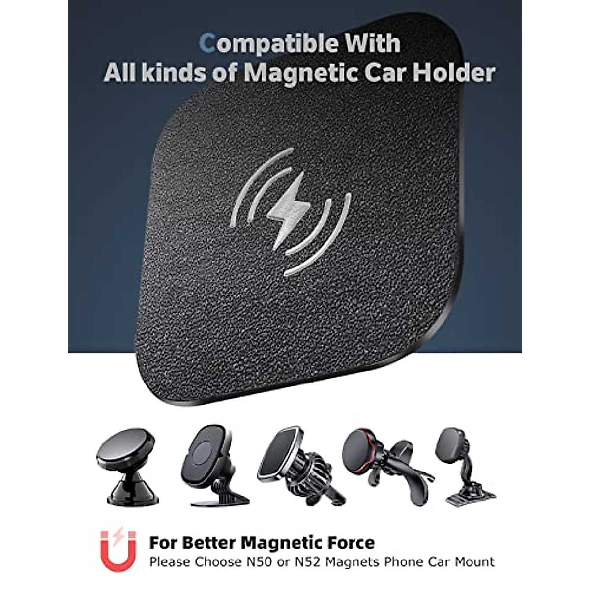 eSamcore Wireless Charging Compatible Phone Metal Plate, Phone Magnet Sticker for Magnetic Car Phone Mount Holder & Cradle & Stand for [Vent] [CD] [Windshield] [Dashboard] 1.7 X 1.7 Inch [2-Pack]