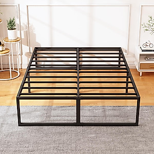 XINXINYAN 16 Inch Full Bed Frame, No Box Spring Needed, Heavy Duty Metal Platform Bed Frame Full Size, Strong Steel Slats Support, Noise Free, Easy Assembly, Black