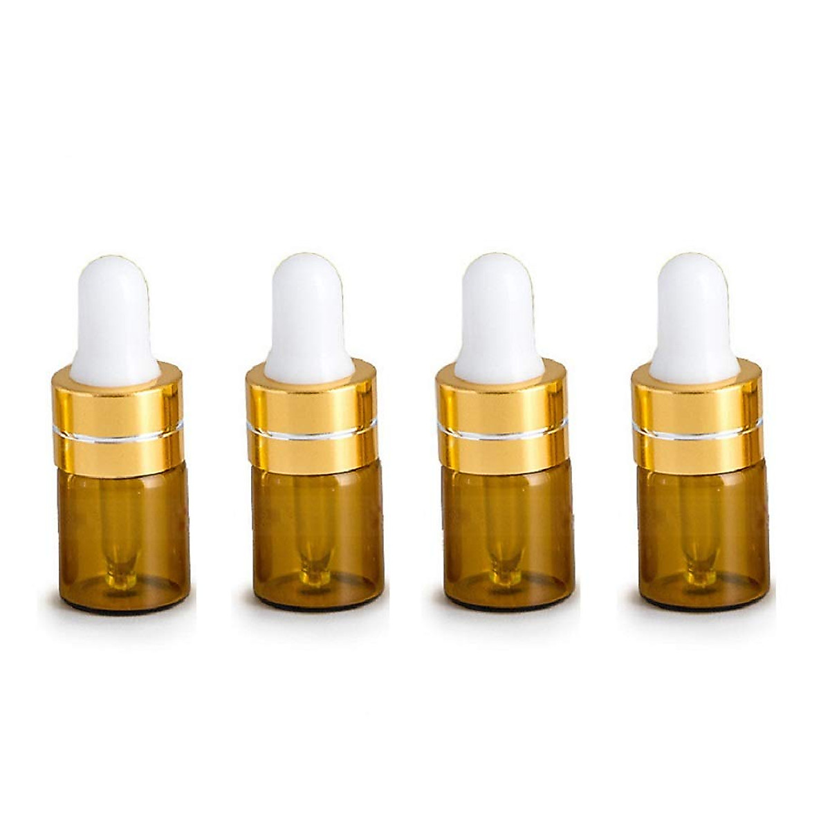 30Pcs Essential Oil Dropping Bottles Refillable Amber Glass Dropper Bottles Portable Perfume Sample Vials Cosmetic Lotion Liquid Containers with Glass Eye Dropper and Caps (2ml)