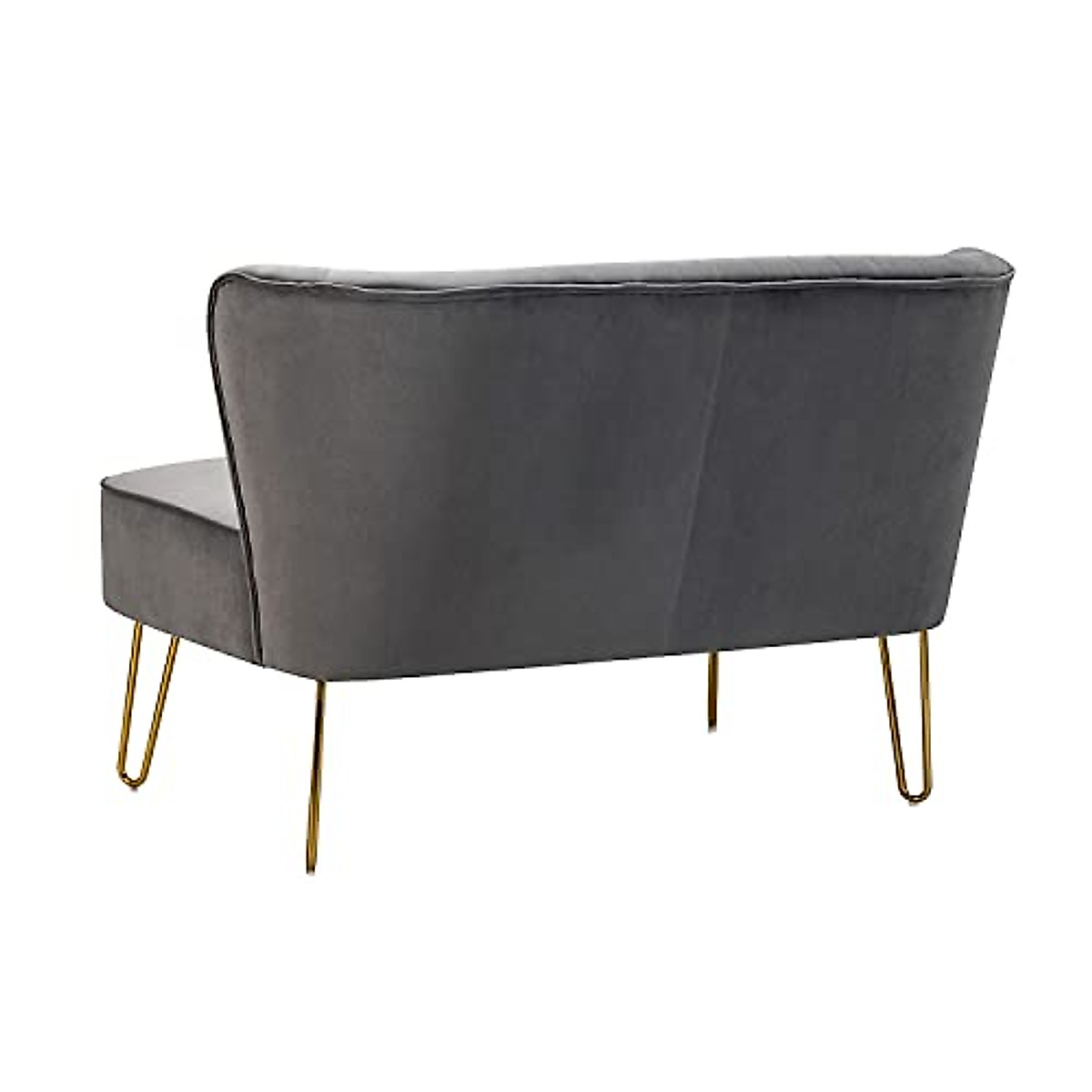 HULALA HOME 45-inch Small Velvet Upholstered Loveseat Sofa, Modern Loveseat Club Couch with Golden Metal Legs, Living Room Tufted Velvet 2 Seater Sofa for Apartment Small Spaces (Grey)