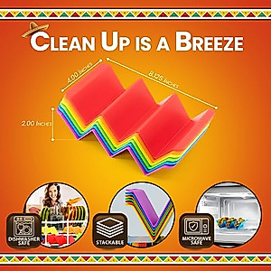 Taco Holders set of 6, Colorful Premium Taco Tray and Rack for Soft or Hard Taco Shells - Dishwasher and Microwave Safe, BPA Free and Sturdy, Multi-Colored