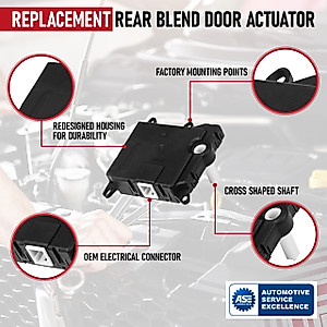 Rear Blend Door Actuator - 604-213, 1L2Z19E616BA, YH-1743 - Compatible with Ford, Lincoln & Mercury SUVs - Expedition, Explorer, Navigator, Mountaineer & Aviator - HVAC Mode Temperature Control