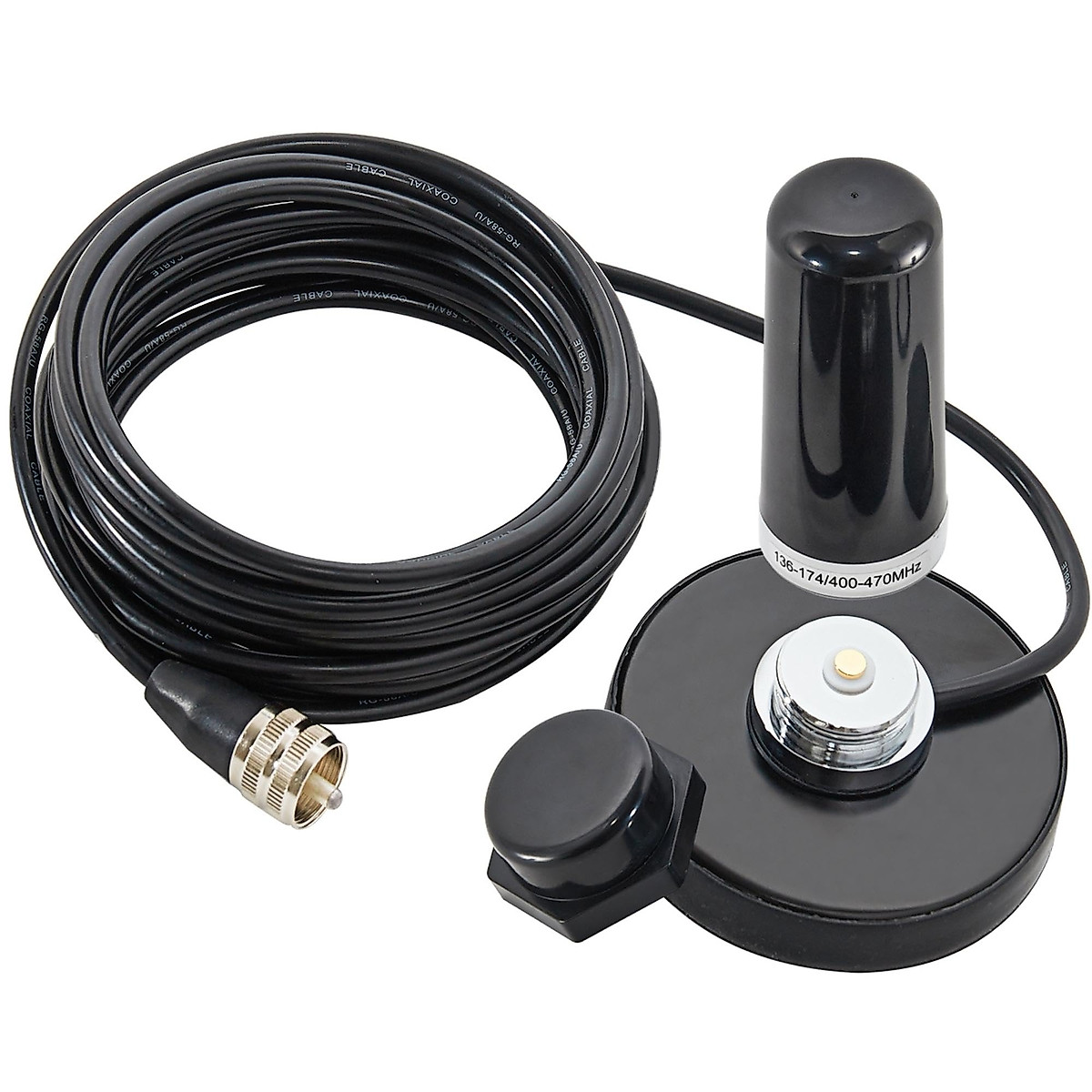 Anina 3.5 Inch NMO Dual Band VHF UHF Antenna with Magnetic Antenna Base PL-259 RG58 Coaxial Cable NMO Mount Cap for CB Ham Radio Marine Two Way Radio