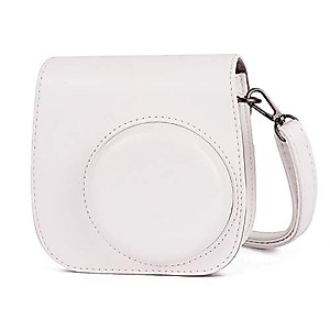 Phetium Instant Camera Case Compatible with Instax Mini 11,PU Leather Bag with Pocket and Adjustable Shoulder Strap (White)