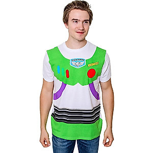 Toy Story Buzz Lightyear Astronaut Costume Adult T-Shirt (XSM, White)