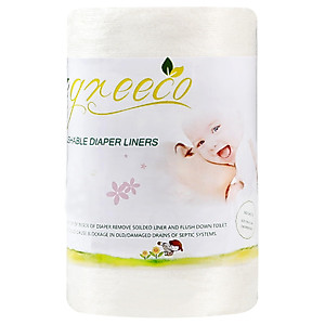 wegreeco 100% Bamboo Unscented Diaper Liners,Fragance Free and Chlorine Free - 100 Sheets Per Roll (1 Roll, Bamboo)