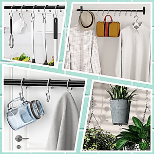 VNDUEEY 15 PCS Silver Shower Curtain Hooks Metal Shower Curtain Rings Shower Hooks, Ornament Hooks for Christmas, S Hooks for Hanging Christmas Stocking, Kitchen S Hooks for Mugs, Pots