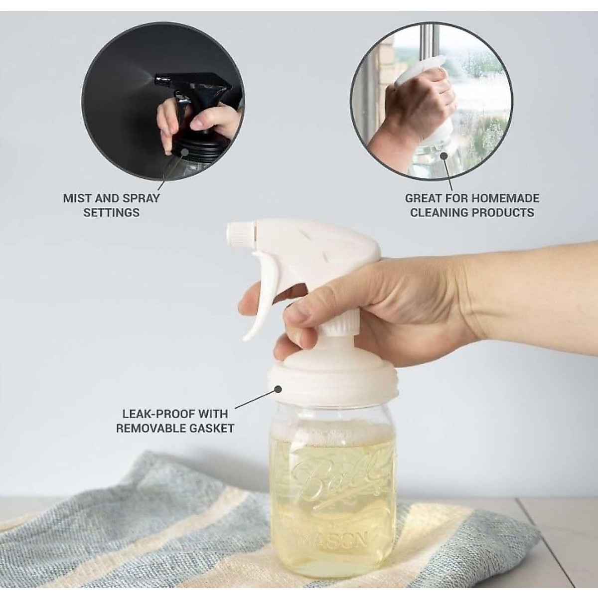 reCAP Mason Jar Sprayer and Pump Cap | Regular Mouth | Black | Made in the USA | Leak-proof | Freezer-proof