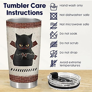 34HD Cat Lovers Halloween Gifts, Horror Cat Tumbler Stainless Steel with Lid 20 oz, Halloween Black Cat Coffee Mug, Horror Cat Gifts for Women