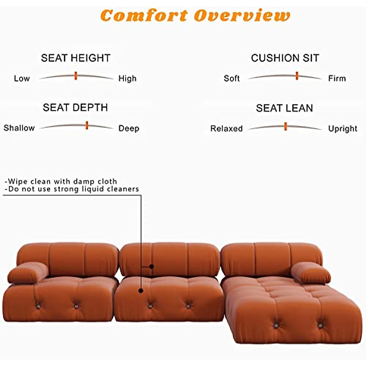 Sdorens Modern Velvet Sectional Sofa, L Shape Minimalist Modular Sofa Couch, Convertible Sofa Couch for Living Room, Apartment