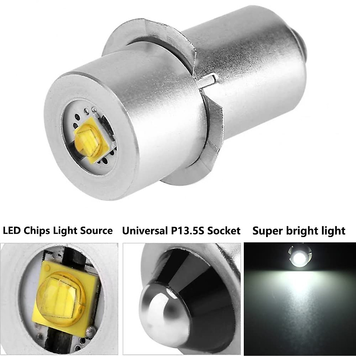 LudoPam Upgrade LED Flashlight Bulb,DC18V 12V 19.2V 6-24 Volt PR2 P13.5S LED Bulb Compatible for Ryobi Milwaukee Craftsman Torch Work Light