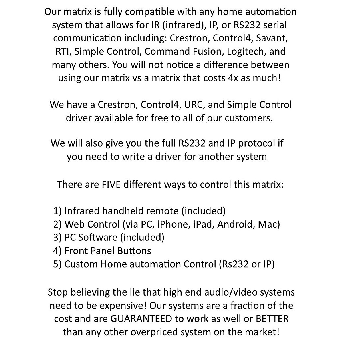 8x8 HDMI 4K HDR Matrix Switcher 18GBPS ULTRA YUV 4:4:4 HDCP2.2 60Hz HDMI 2.0B Doby ATMOS HDTV ROUTING SELECTOR SPDIF AUDIO CONTROL4 SAVANT HOME AUTOMATION SWITCH IP RS232