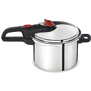 T-fal P2614634 Secure Aluminum Initiatives 12-PSI Pressure Cooker Cookware, 6-Quart, Siver