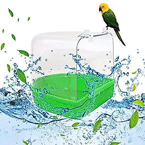 prettDliJUN Caged Bird Bath Bird Cage Parrot Supplies Bathing Tub for Small Birds Shower Box Cage Blue