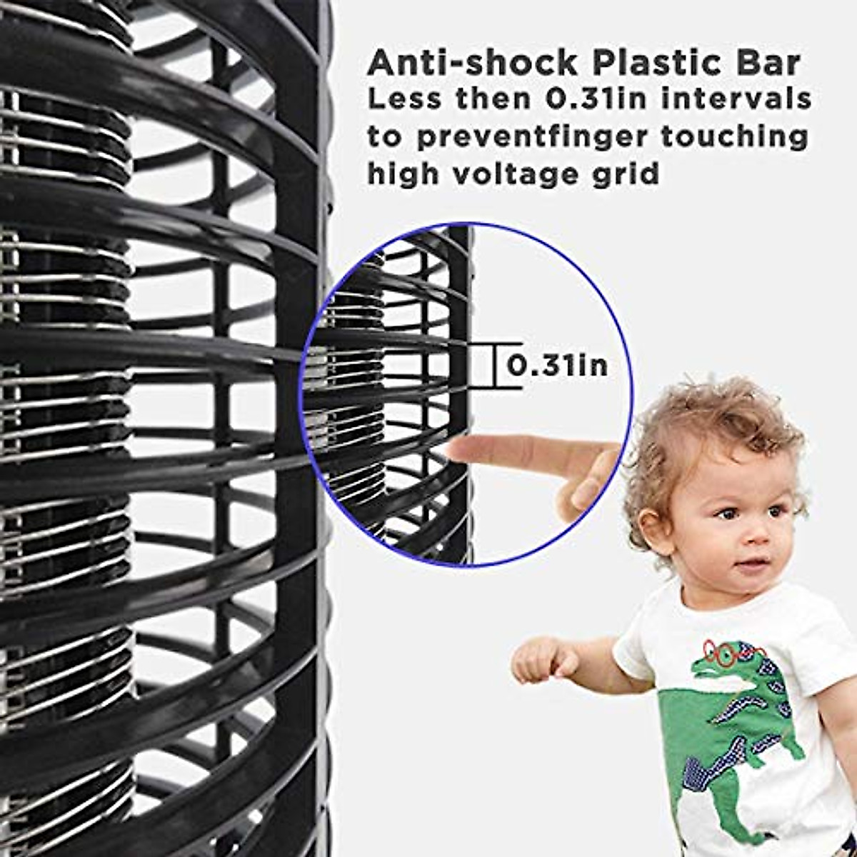 HUNTINGOOD Bug Zapper,Powerful Insect Killer,Mosquito Zapper,Portable Standing or Hanging for Indoor,365NM UV Lamp,Chemical Free,Child Safe-Spare Bulb Included 2023 Upgraded