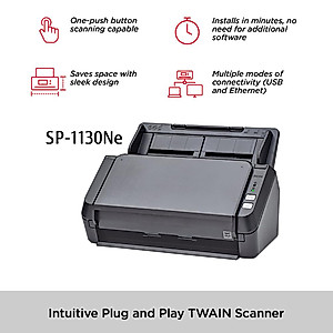 Fujitsu SP-1130Ne Easy-to-Use Color Duplex Document Scanner with Automatic Document Feeder (ADF) and Twain Driver