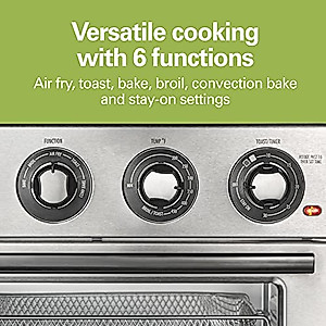 Hamilton Beach Air Fryer Countertop Toaster Oven, Includes Bake, Broil, and Toast, Fits 12” Pizza, 1800 Watts, 6 Cooking Modes, Stainless Steel