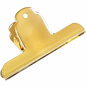 Large Bull Paper Clips Gold, Coideal 3 Pcs 145mm Big Metal File Binder Clip Clamps for Office, Food Bags (5 7/10 Inch)