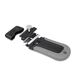 Gomake Plastic Razor Blade Scraper Kit Locking Razor Blade Scraper with Safety Cap, Glass Cooktop Scraper with Blades for Glass Clean, Paint and Old Label,Decal Sticker Remover, Stove Top Scraper Tool