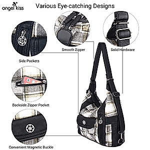 Angel Kiss Purses and Handbags for Women Washed Vegan Leather Crossbody Hobo Satchel Shoulder Mutipocket Tote Purse