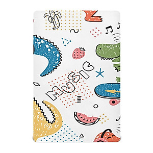Music Dinosaur Baby Crib Sheets Soft Toddler Bed Sheets Breathable Mattress Cover Playard Sheet for Crib Mattress Unisex Newborn Boy, 39 * 27 * 5in