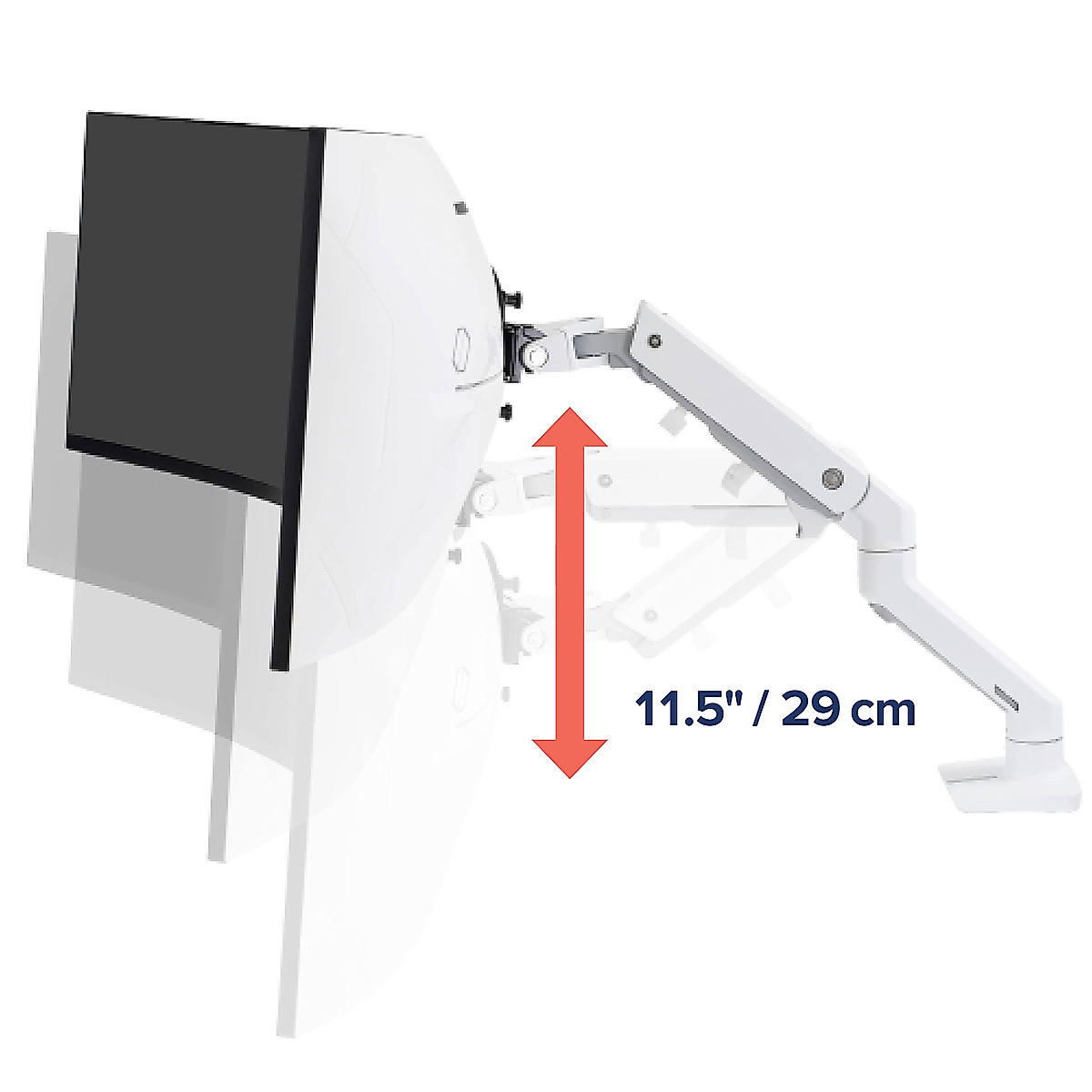 Ergotron – HX HD Premium Heavy Duty Gaming Monitor Arm, Single Monitor Desk Mount – for 1000R Curved Ultrawide Monitors Up to 49 Inches, 28 to 42 lbs, VESA 75x75mm or 100x100mm – HD Pivot, White