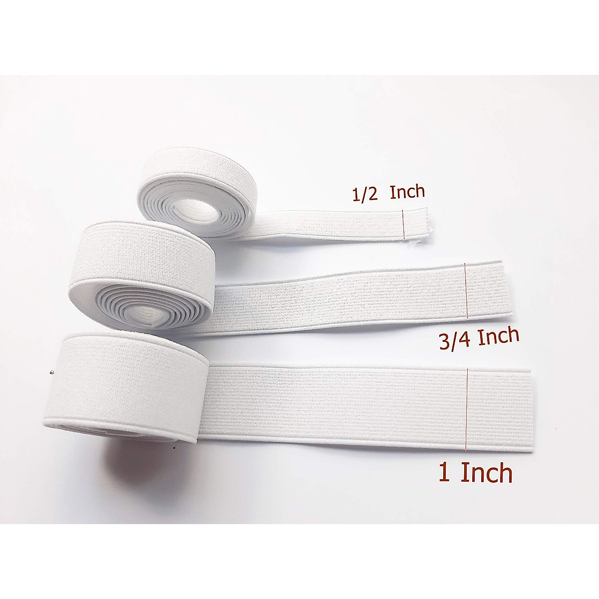 Mixed Size 3 Yards 1/2" 3/4" 1" White Flat Elastic Band Sewing Clothing Accessories Nylon Webbing Garment Trousers Costumes Craft DIY