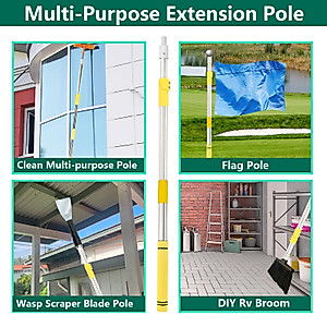 Frebuta Multi-Function Extension Pole, 2Ft to 10Ft Paint Roller Telescopic Extension Pole Heavy Duty Extendable Pole Light Bulb Changer with Long Handle Stainless Steel Tube Sturdy for Cleaning