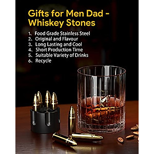 Gifts for Men Dad, Whiskey Stones Valentines Day Father Day Unique Anniversary Birthday Ideas Gift, Boyfriend Husband Grandpa Stainless Steel Ice Cubes, Christmas Stocking Stuffers, Cool Funny Gadgets