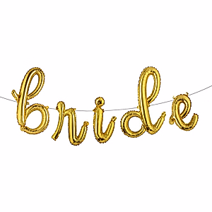 16 inch multicolor Bride Letter Foil Balloon Wedding Bridal Shower Engagement Hen Party Decor Bachelorette Party Supplies (L BRIDE Gold)