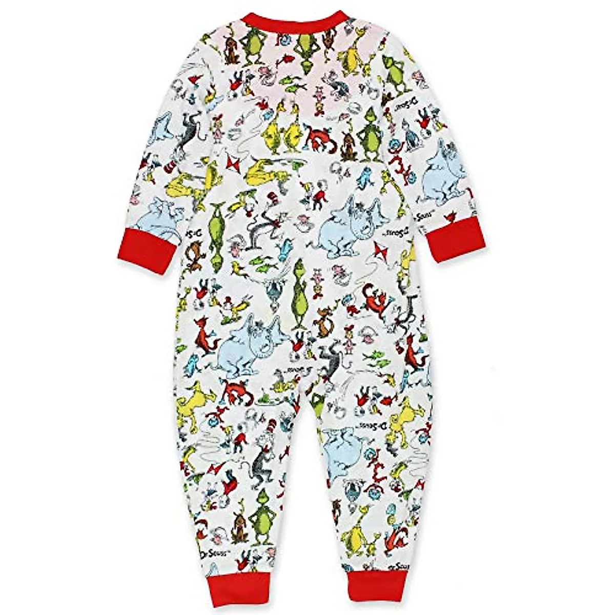 Dr. Seuss Grinch Cat in The Hat Infant Baby Footless Sleeper Pajamas (18 Months, White/Multi)