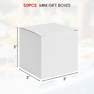 VGOODALL 50PCS Small Gift Boxes, 3 x 3 x 3 Inch White Favor Box Candy Treat Boxes Gift Boxes for Birthday Party Wedding