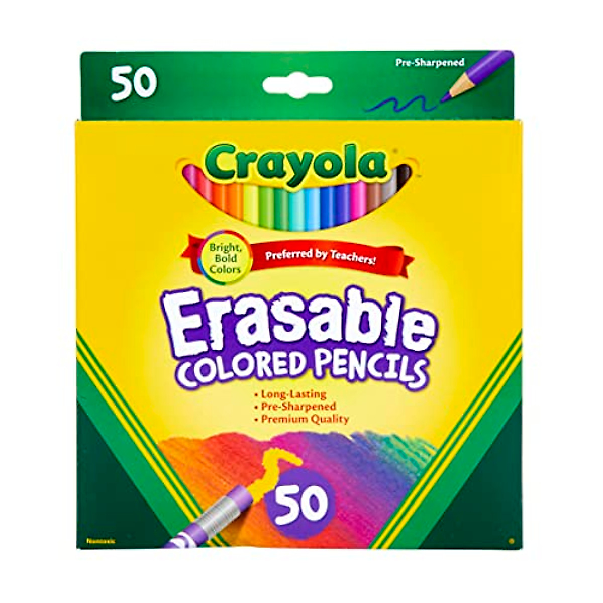 Crayola Erasable Colored Pencils, Back to School Supplies, Adult Coloring, 50 Count [Amazon Exclusive]