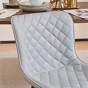 Kidol & Shellder Upholstered Dining Chairs Set of 2 Kitchen Dining Room Chairs Mid Century Modern Kitchen Chairs Dining Table Chairs Faux Leather Side Chair for Waiting Living Room Bedroom(Gray)