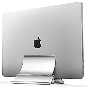 ivoler Auto-Resize Aluminum Vertical Laptop Stand Desktop for Gravity Locking Holder Dock Save Space for Desk Organizers and Storage(Up to 17.3 inches), Fits All MacBook/Air/HP/Dell/Samsung, Silver