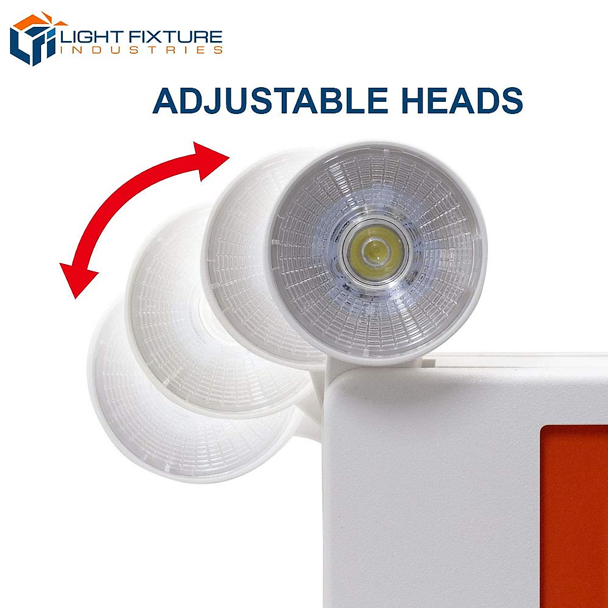 LFI Lights | Compact Combo Red Exit Sign with Emergency Lights | White Housing | All LED | Two Adjustable Round Heads | Hardwired with Battery Backup | UL Listed | (2 Pack) | COMBOC-R