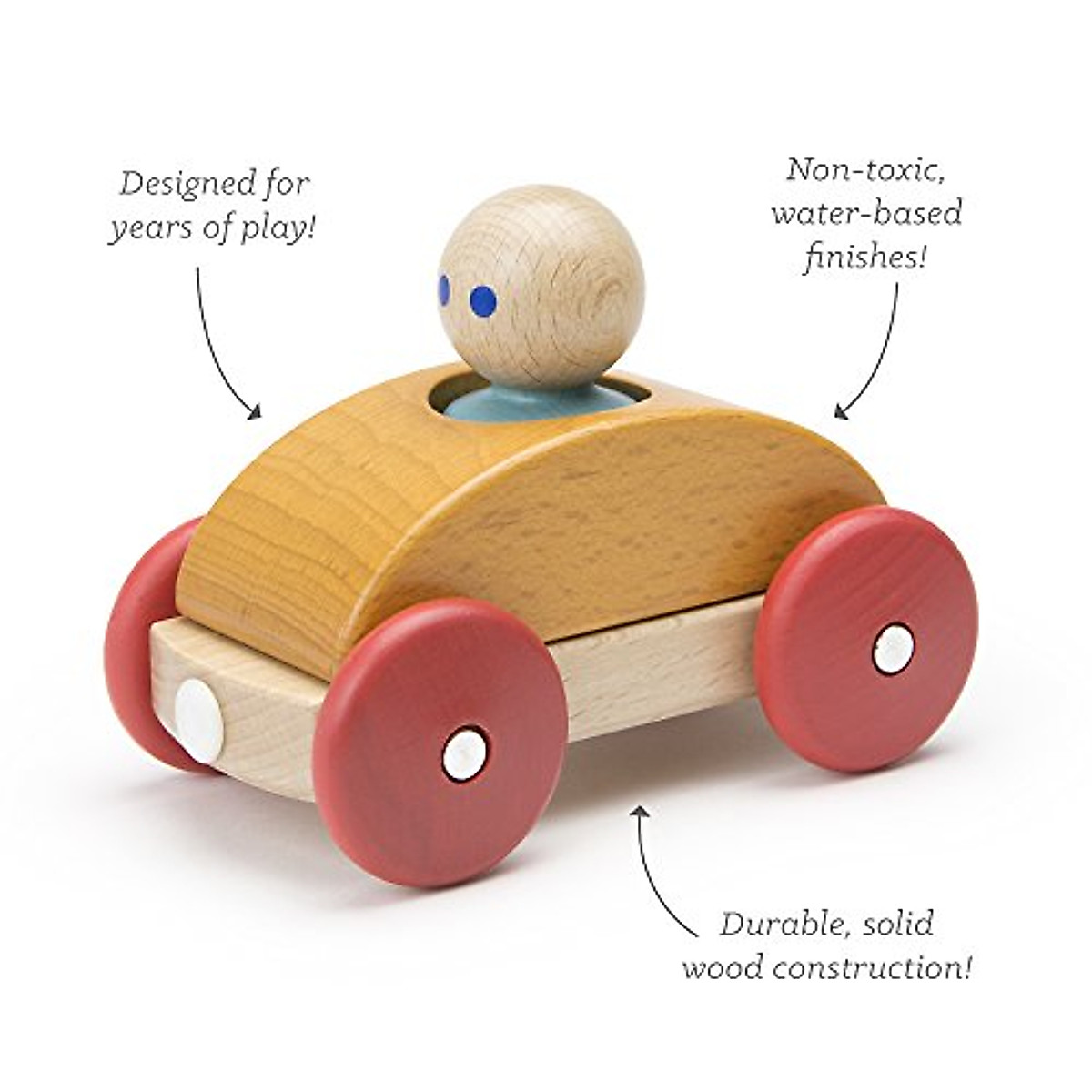 3 Piece Tegu Magnetic Racer Building Block Set, Orange